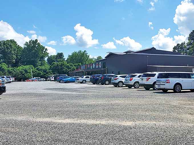 A packed parking lot tells the real story—Highway Pickers isn't just a store, it's a destination worth the drive for treasure hunters statewide.