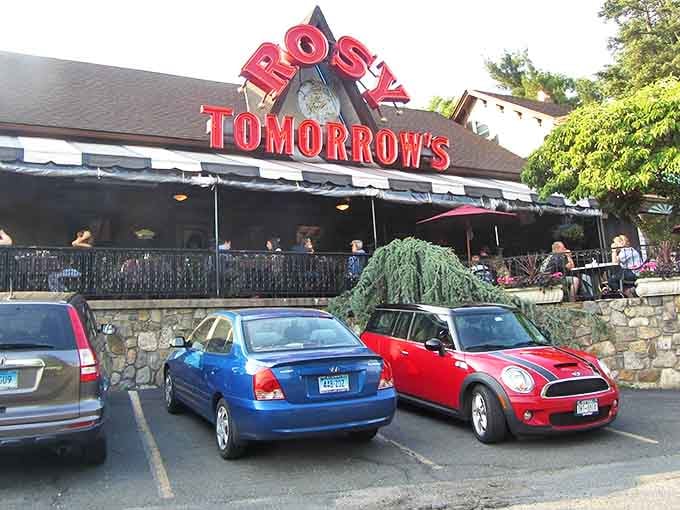 As evening approaches, Rosy Tomorrow's glows like a lighthouse for the hungry, guiding diners to its welcoming doors.