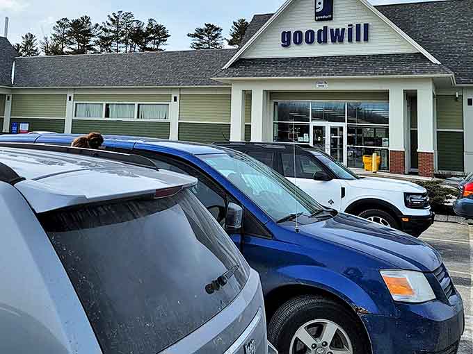 Parking lot full of possibility! Each car represents another savvy shopper discovering that Augusta's Goodwill is worth the drive from anywhere in Maine.