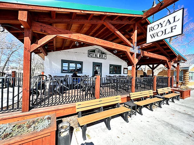 The Royal Wolf's patio practically begs you to settle in, order another round, and watch the alpenglow paint the mountains pink.