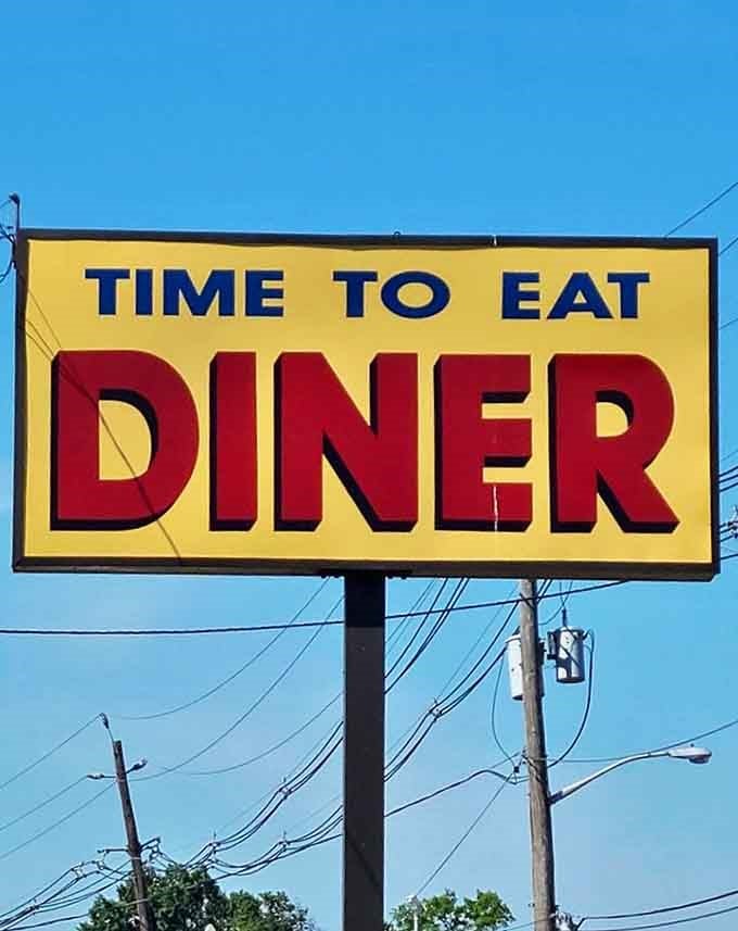 A sign that doesn't just state a name &ndash; it issues a command your stomach is all too happy to obey. Simple, direct, and absolutely correct.