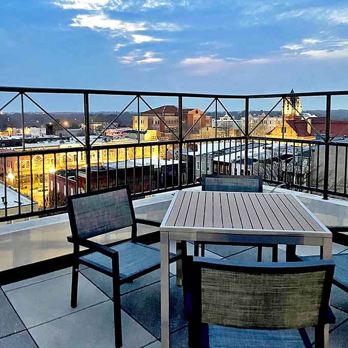 UP on the Roof offers twilight views of Anderson's illuminated skyline that pair perfectly with evening cocktails. Elevation improves both the perspective and the conversation.