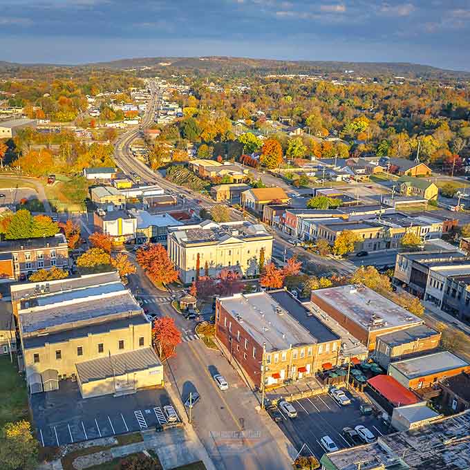 From above, Sparta reveals itself as a perfect patchwork of history, community, and natural beauty, all for about $925 a month.