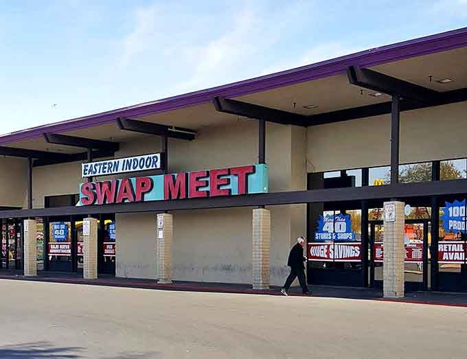 The purple-trimmed entrance serves as a portal to possibility&mdash;like the wardrobe to Narnia, but with better deals on household goods.