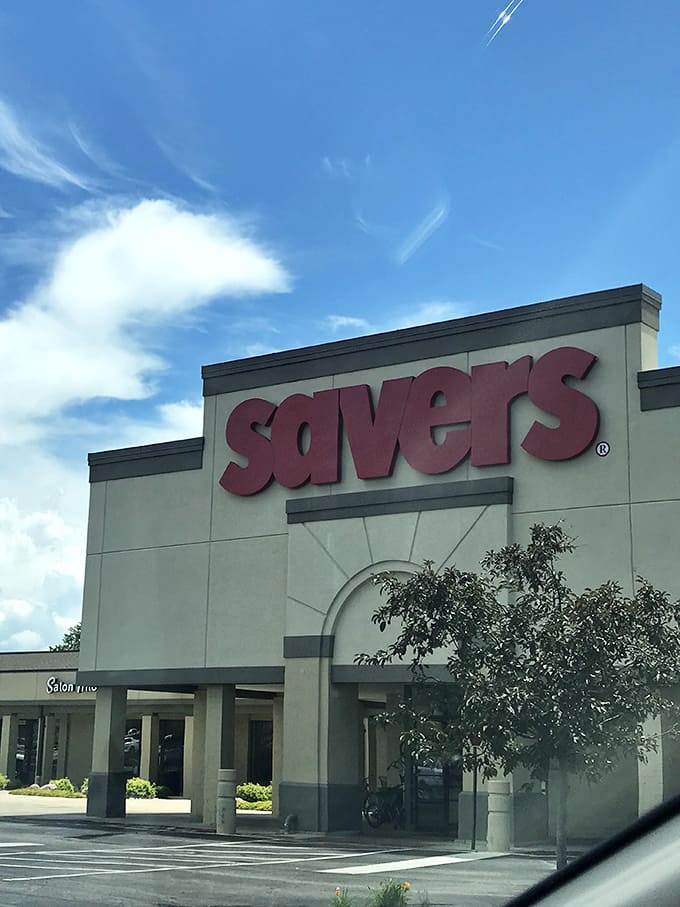 Under blue Missouri skies, the Savers sign promises adventure within. Your wallet can relax&mdash;this isn't your typical retail therapy session.