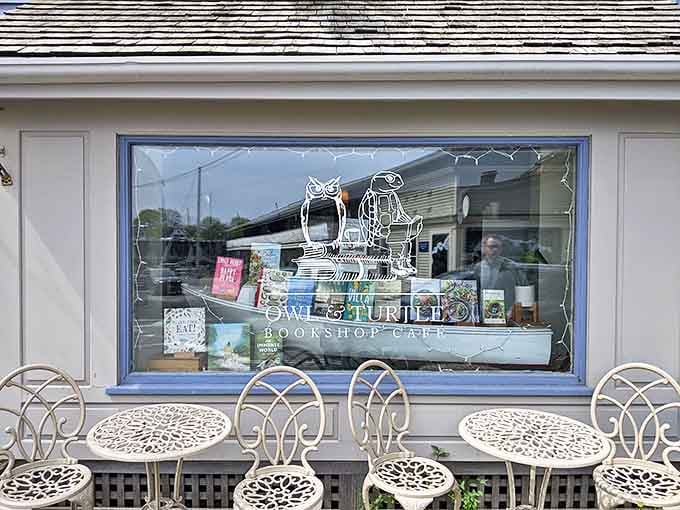 The whimsical owl and turtle window art perfectly captures the shop's storybook charm&mdash;inviting passersby into its literary embrace.