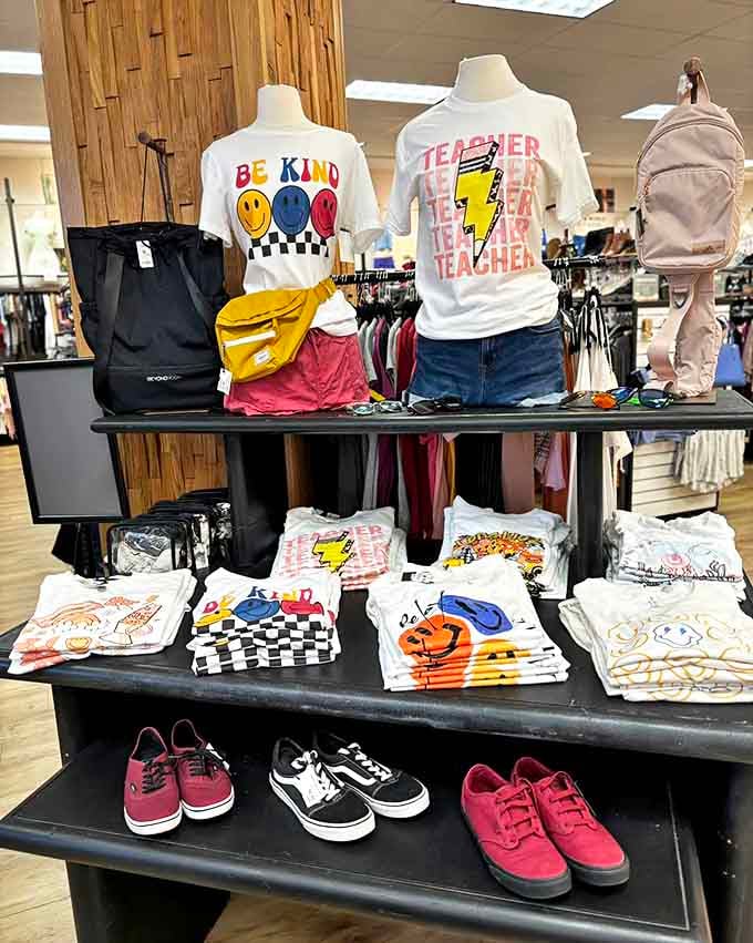 Graphic tees with personality prove that self-expression doesn't require self-bankruptcy. "Be Kind" to your wallet while looking fabulous.