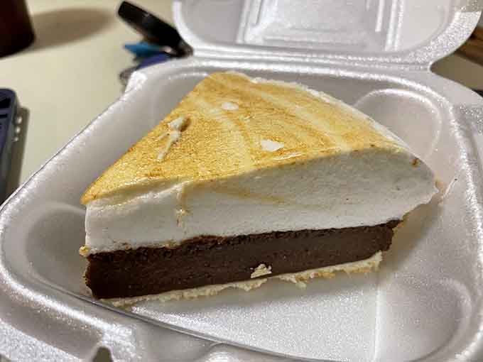 Layer upon layer of chocolate and cream in perfect harmony &ndash; a slice of pie that makes you consider ordering a whole one "for later."