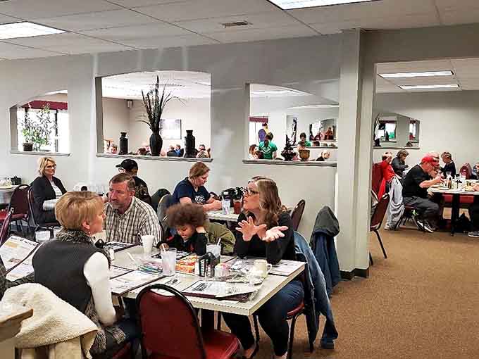 The bustling interior of Vidlak's where strangers become neighbors and neighbors become friends&mdash;all over plates of eggs and endless coffee refills.