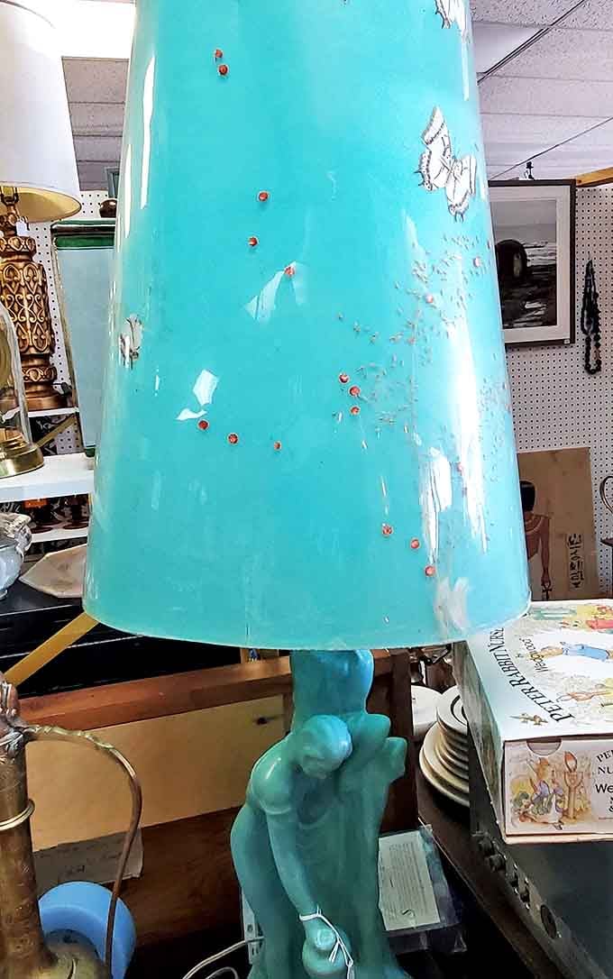 This turquoise lamp doesn't just illuminate a room—it's a statement piece that screams "I found this before it was cool" to all your envious guests.