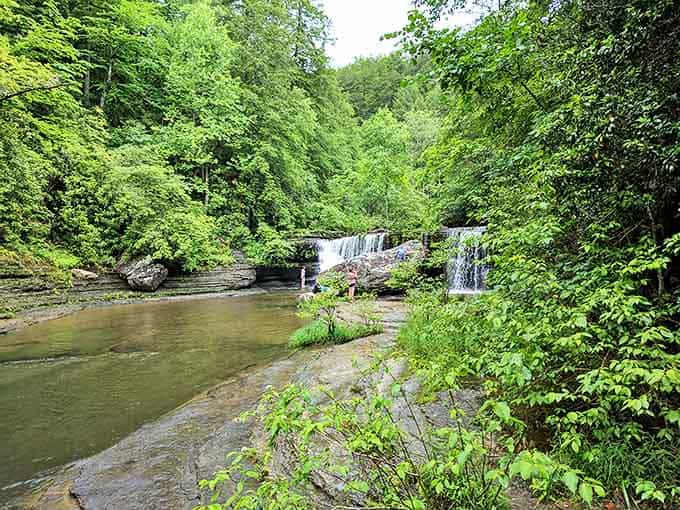 Sunlight filters through vibrant green canopies, creating the perfect backdrop for these gentle cascades. Nature's own spa experience awaits.