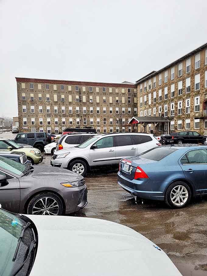 Treasure hunters' vehicles stand ready for the haul home. This parking lot isn't just full of cars&mdash;it's filled with getaway vehicles for antique bandits making their escape.
