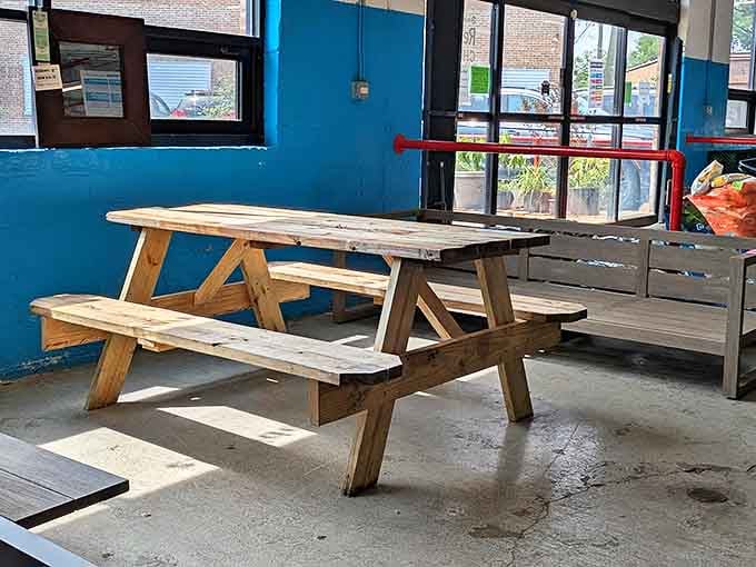 This picnic table has "family barbecue" written all over it, minus the actual writing and inevitable ketchup stains to come.