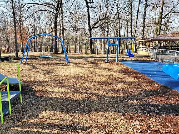 This simple playground represents Glasgow's commitment to family values, where childhood still includes the simple joy of swinging toward the sky.
