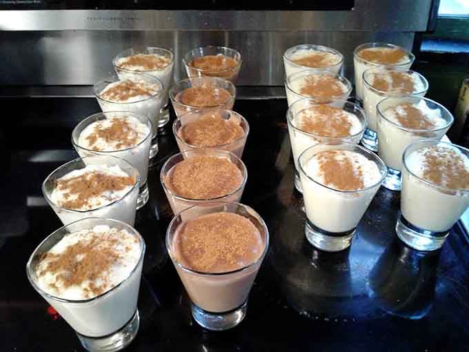 Rice pudding shooters &ndash; proof that sometimes the most comforting desserts come in the smallest packages, topped with cinnamon whispers.