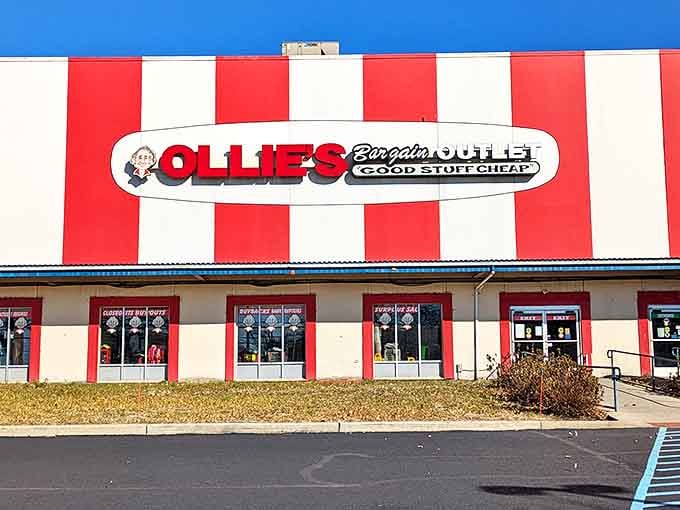 The iconic red and white stripes of Ollie's have become a beacon of hope for bargain hunters across New Jersey—retail therapy that actually leaves you feeling better.
