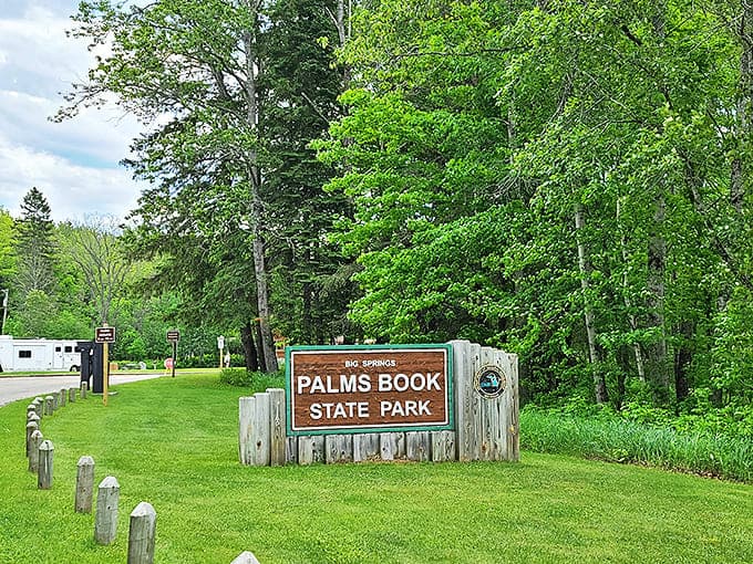 The entrance sign &ndash; where your Upper Peninsula adventure begins and your belief in boring Midwestern landscapes ends.