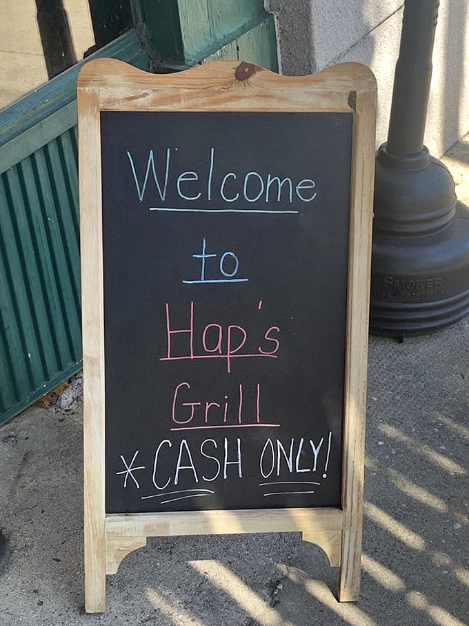 The chalkboard welcome sign that might as well say "Abandon your diet, all ye who enter here."