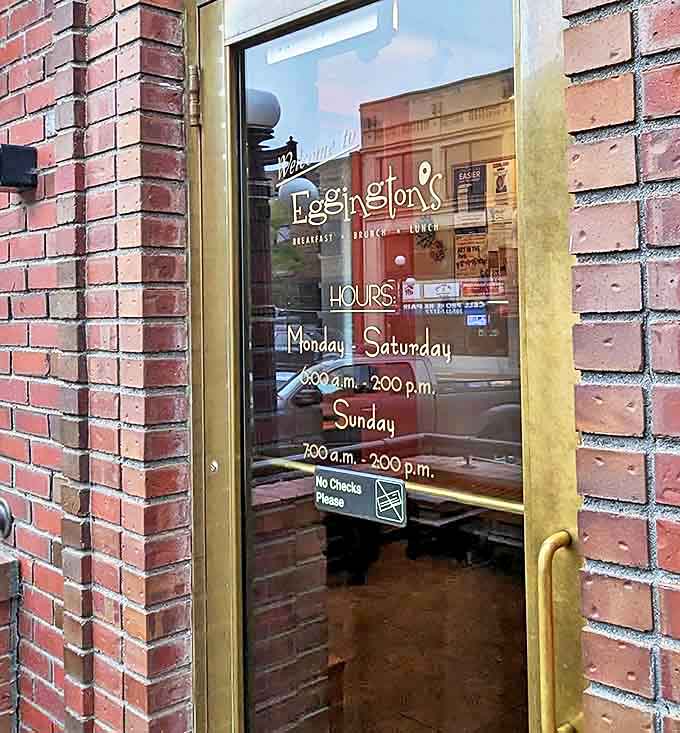 The hours on the door (6am-2pm weekdays, 7am-2pm Sundays) tell you everything: this is a place that takes morning meals seriously and knows when to call it a day.