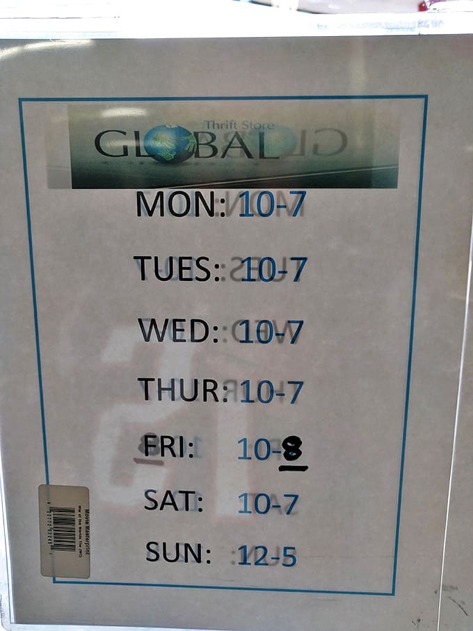 The sacred schedule of thrifting opportunities. These hours are memorized by serious bargain hunters like religious texts&mdash;especially that Friday night extension.