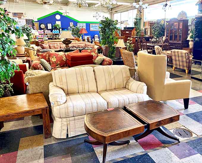 A furniture showroom that rivals upscale retailers, minus the hovering salespeople and plus the satisfaction of supporting a good cause.