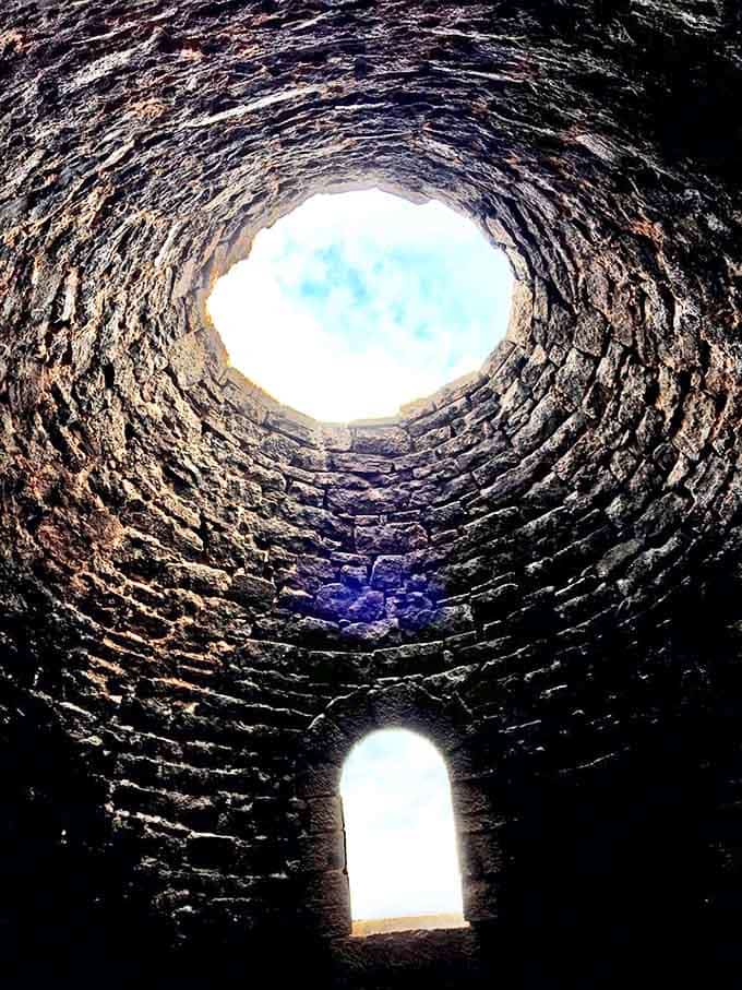 Looking up through 30 feet of stone toward daylight&mdash;the view that charcoal makers saw while stoking Nevada's mining dreams.