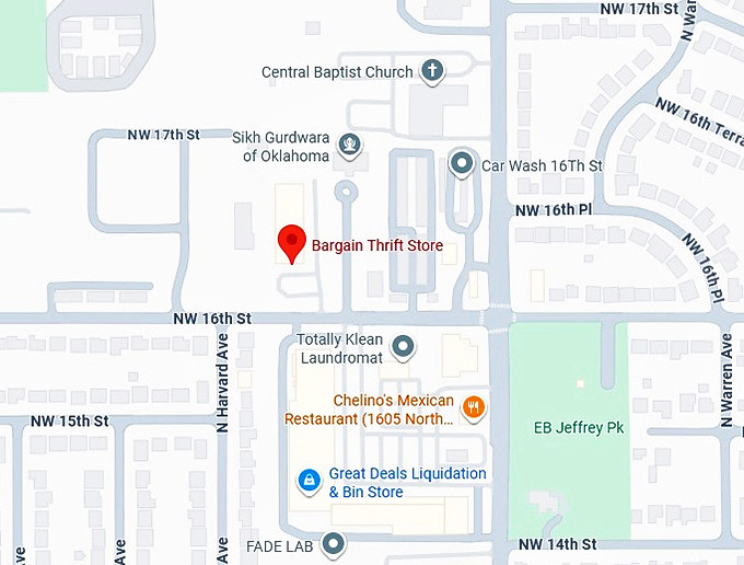 16. bargain thrift store map