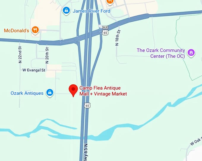 16. camp flea antique mall + vintage market map