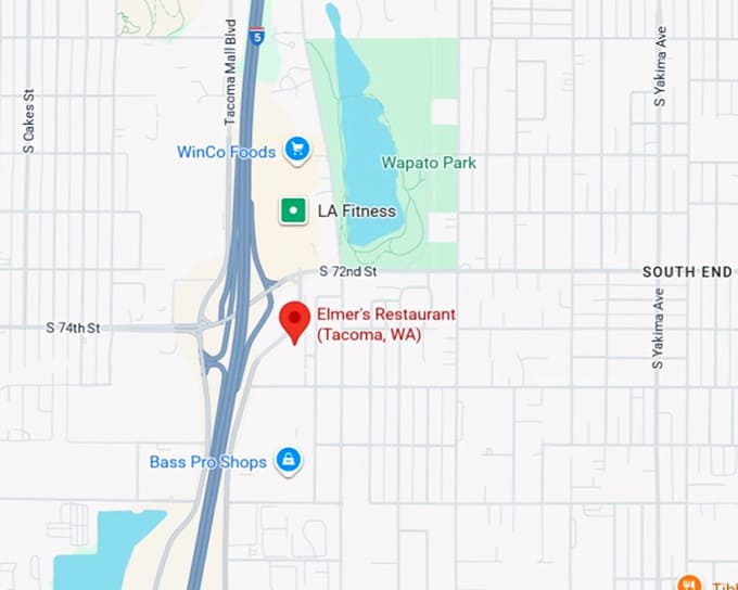 16. elmer's restaurant (tacoma, wa) map
