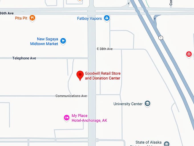 16. goodwill retail store and donation center (3838 old seward hwy) map