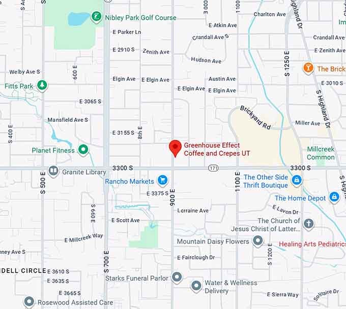 16. greenhouse effect coffee and crepes ut map