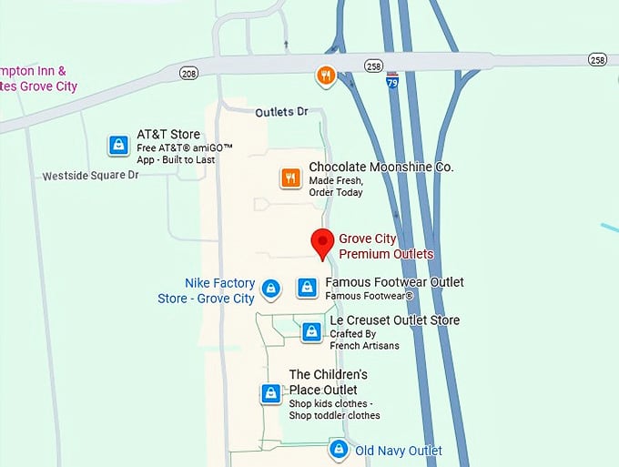 16. grove city premium outlets map