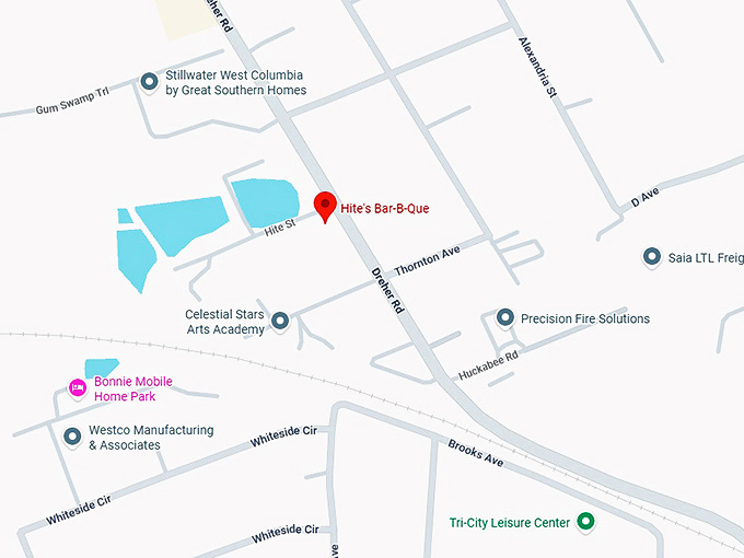 16. hite's barbecue map