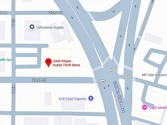junk atique outlet thrift store map
