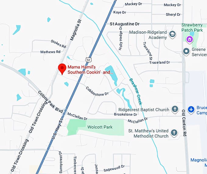 16. mama hamil's southern cookin' and bar b que buffet map