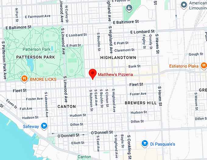 16. matthew's pizzeria map
