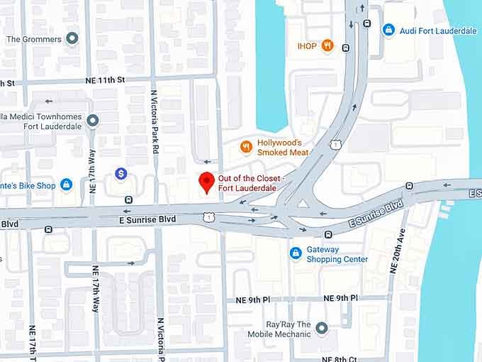 out of the closet fort lauderdale map