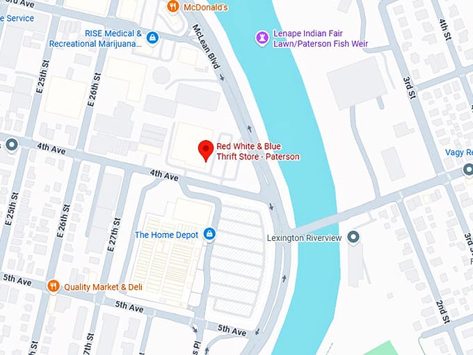 16. red white & blue thrift store paterson map