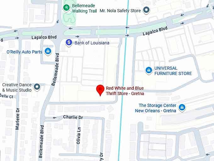 16. red white and blue thrift store gretna map