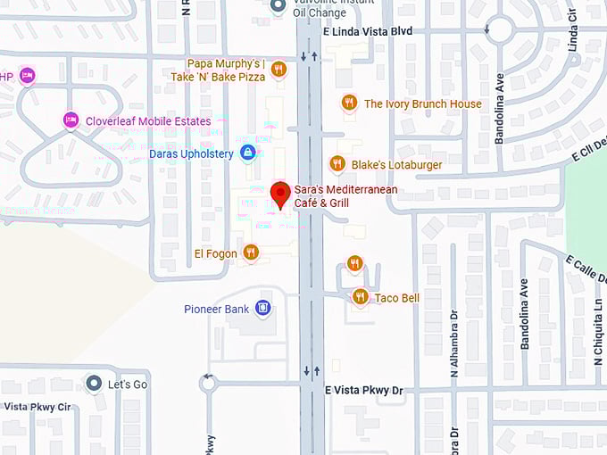 16. sara's mediterranean caf&eacute; & grill map