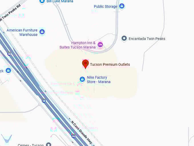 16. tucson premium outlets map