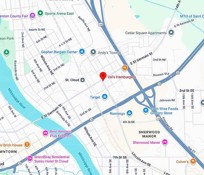16. val's hamburgers map