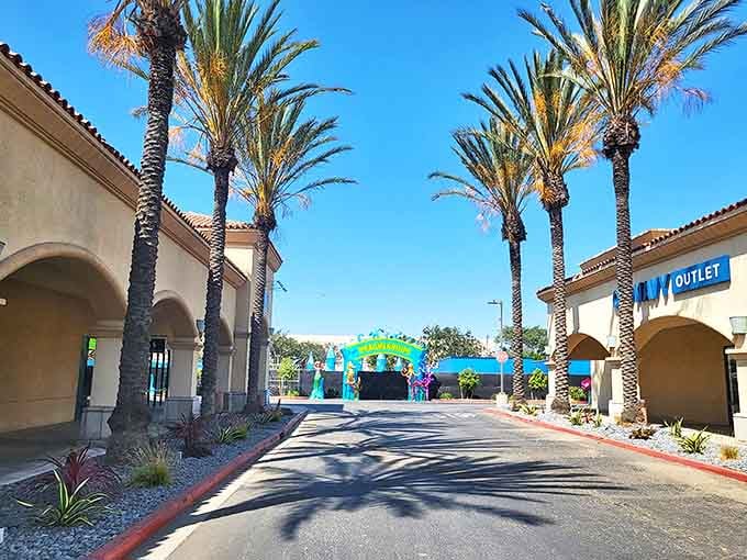 Palm trees and Spanish architecture at Camarillo Premium Outlets &ndash; shopping paradise where your wallet gets a vacation too!
