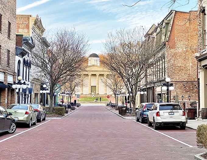 Frankfort's brick-lined streets lead to the majestic Capitol building, like a small-town red carpet to Kentucky's crown jewel.