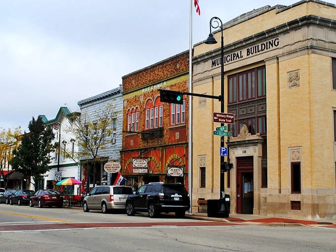 Mount Horeb's charming main street looks like it was plucked straight from a storybook, complete with that iconic municipal building standing guard.