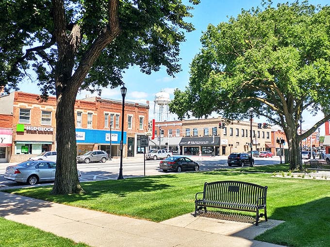 Seward's town square looks like it was designed by Norman Rockwell himself. That bench is calling your name!