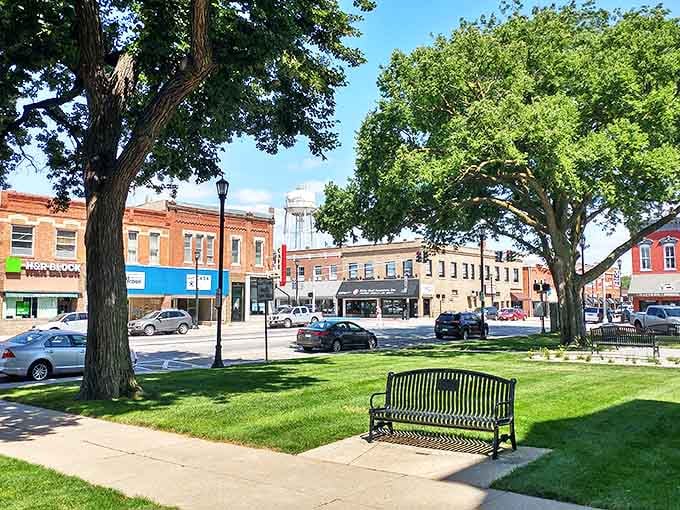 Seward's town square looks like it was plucked straight from a Norman Rockwell painting. That bench is practically begging for a conversation!
