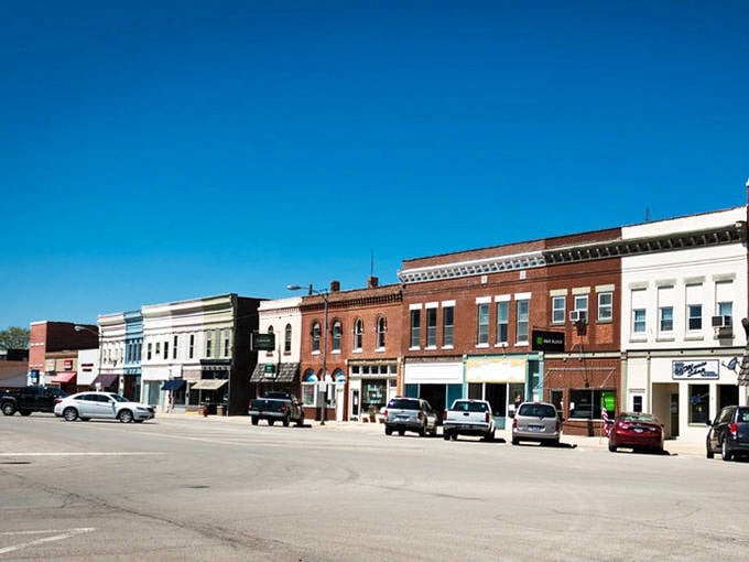 Virden's historic downtown looks like it was plucked straight from a Hallmark movie set. Classic brick buildings line the sunny main street.