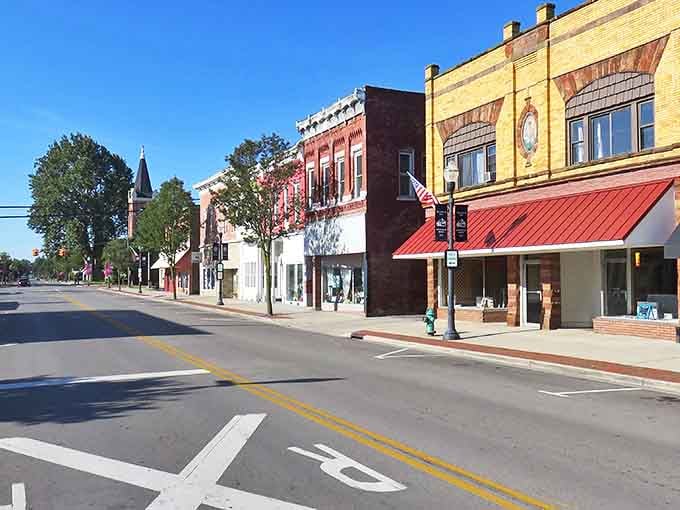 Brick storefronts line Ada's welcoming downtown, where shop owners still remember your name and your coffee order.