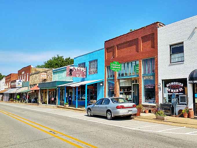 Colorful storefronts line Hardy's main drag, offering the kind of shopping experience where "browsing" turns into "afternoon adventure."